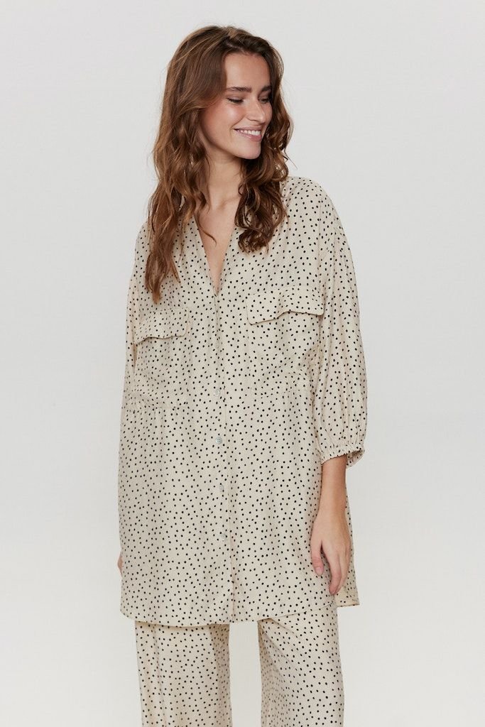 NÜMPH - NUDANI LONG SHIRT - Oyster Gray - Mode - Laesoeshoppen.dk